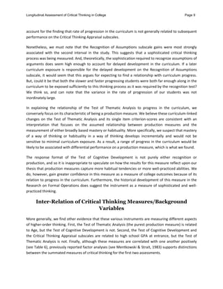 Longitudinal Assessment of Critical Thinking | PDF