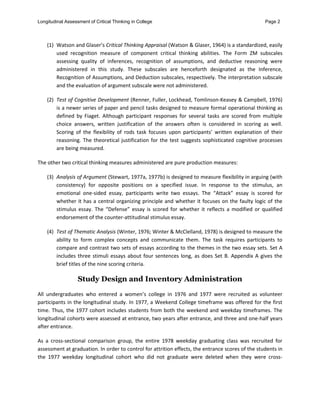 Longitudinal Assessment of Critical Thinking | PDF