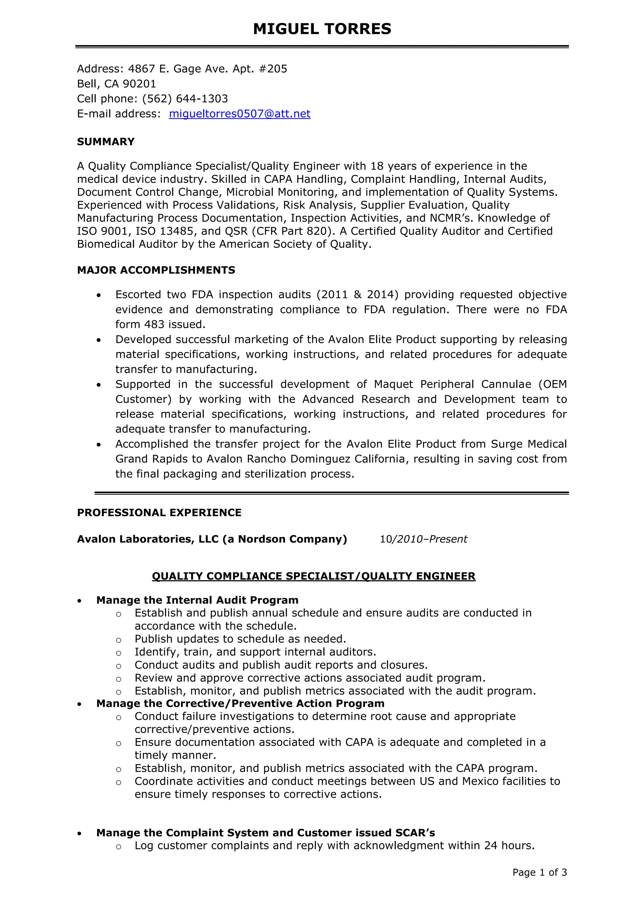 Miguel Torres Resume; 03-17-2016 | PDF | Logistics | Business