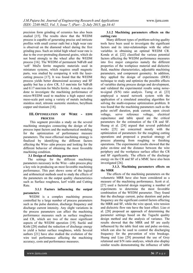 Optimization of Process Parameters in Wire Electrical Discharge Machining of MMC: A Review | PDF ...