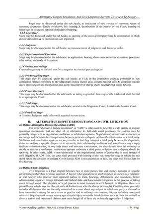 Alternative dispute resolution and civil litigation barriers to access ...