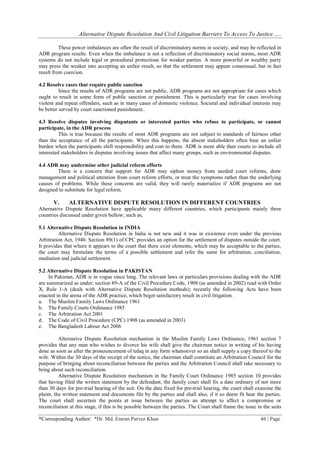 Alternative dispute resolution and civil litigation barriers to access to justice regarding ...