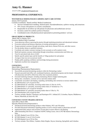 Amy Goebel-Hanner Resume | DOC | Skin and Dermatology | Diseases and ...