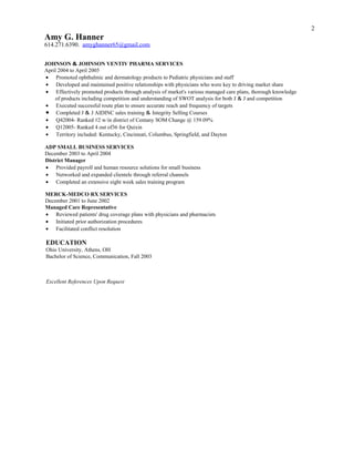 Amy Goebel-Hanner Resume | DOC | Skin and Dermatology | Diseases and ...