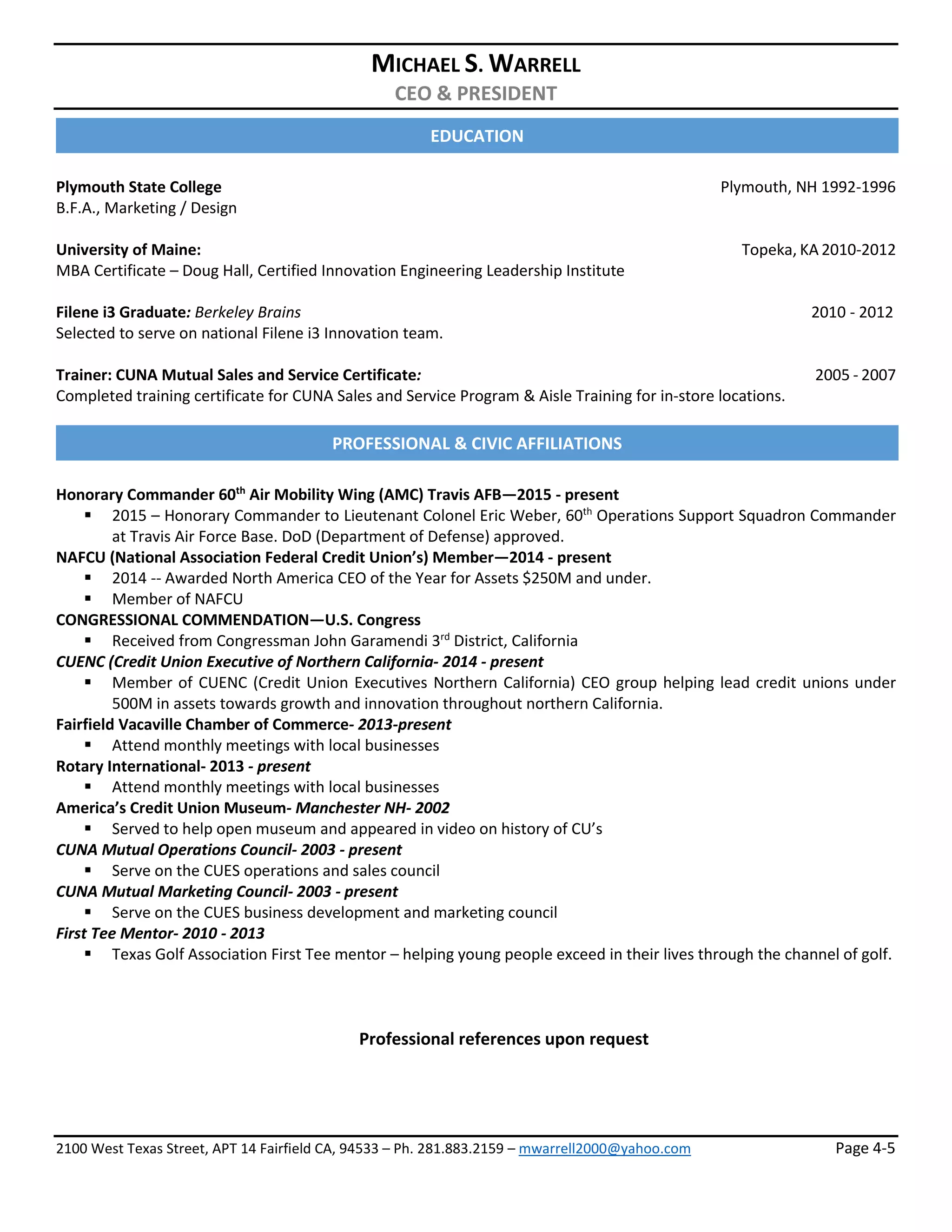 Michael Warrell Resume | PDF