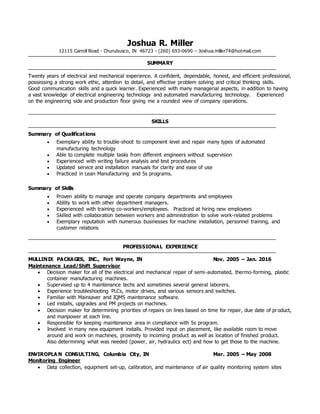 Resume for Joshua Miller 1 | DOCX