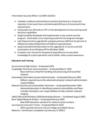 William E hooker resume2 | DOCX | Computing | Technology & Computing