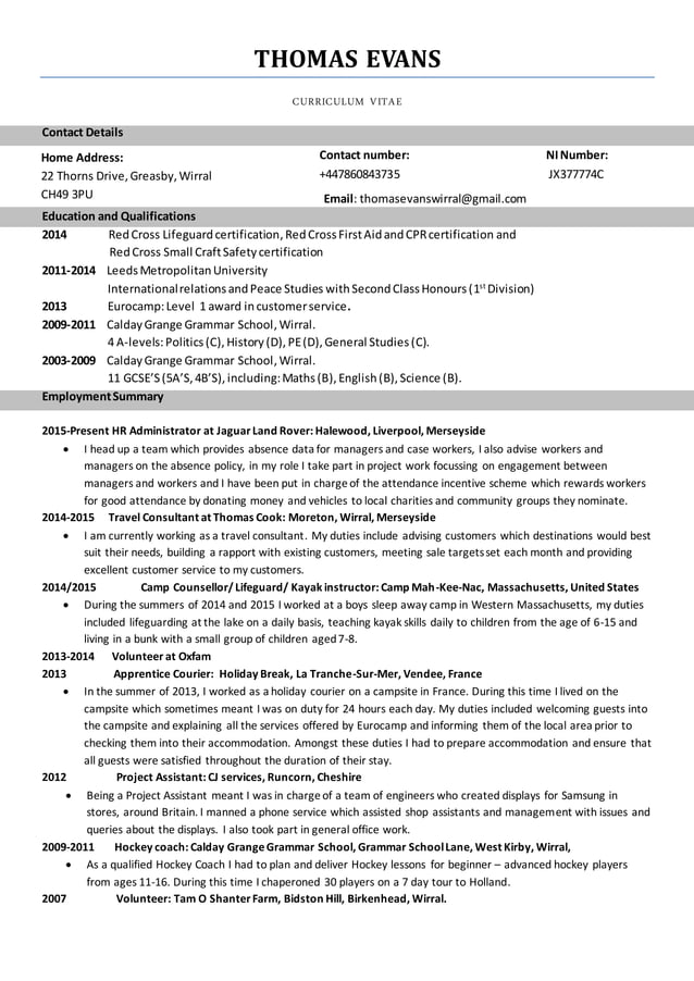 THOMAS'S CV | PDF