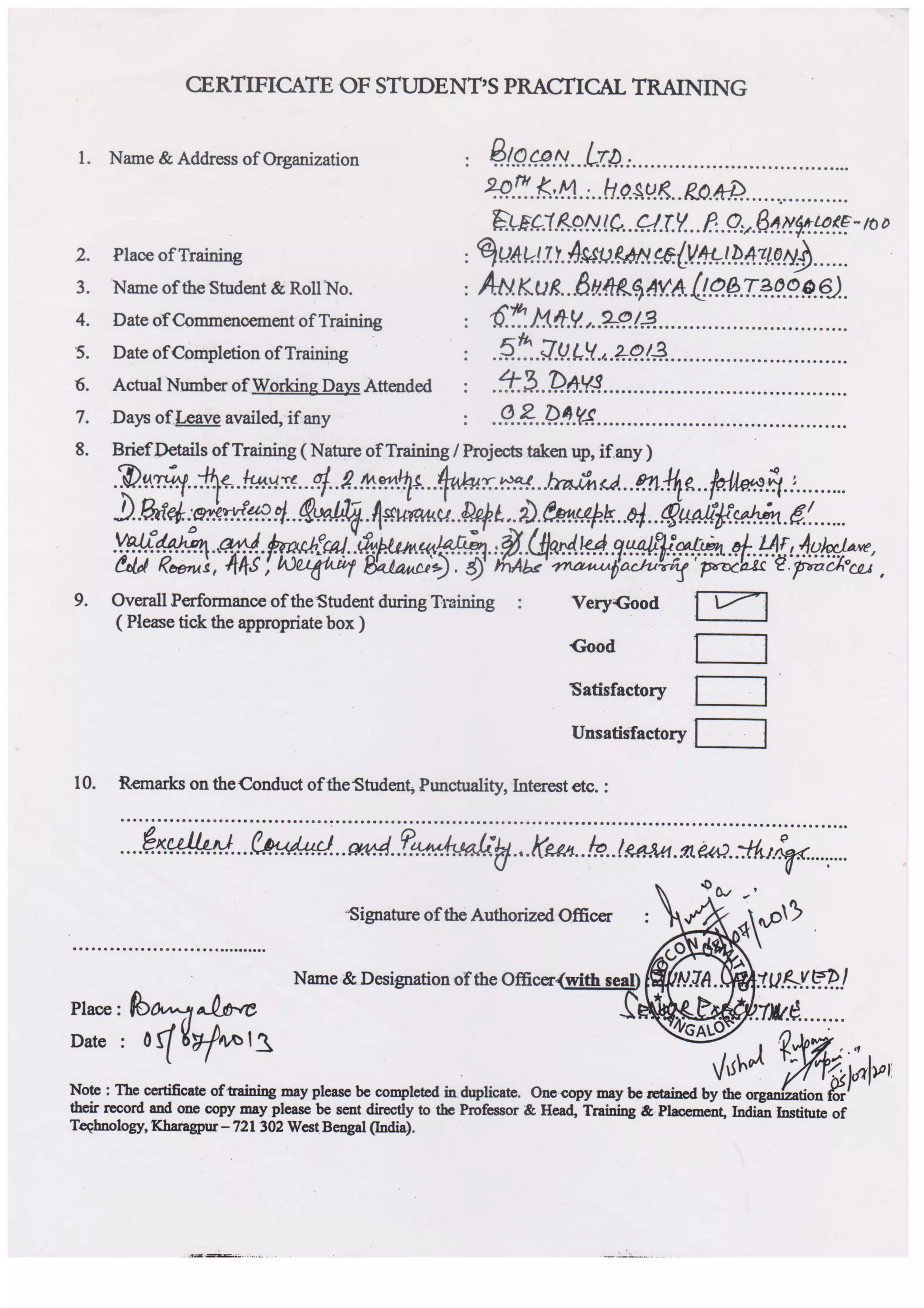 Training Certificate Biocon.Pdf