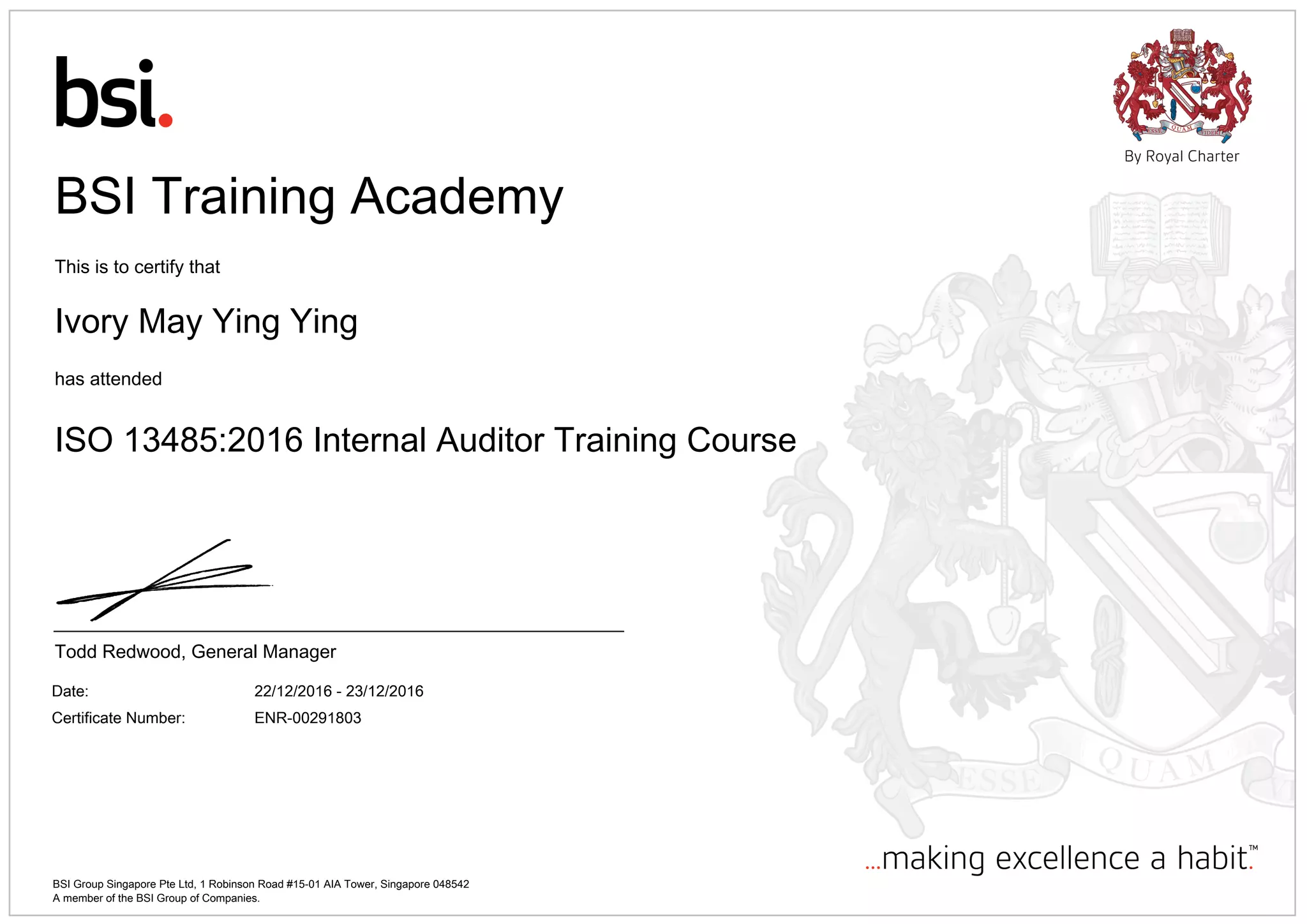 ISO 13485 Internal Auditor Certificate | PPT