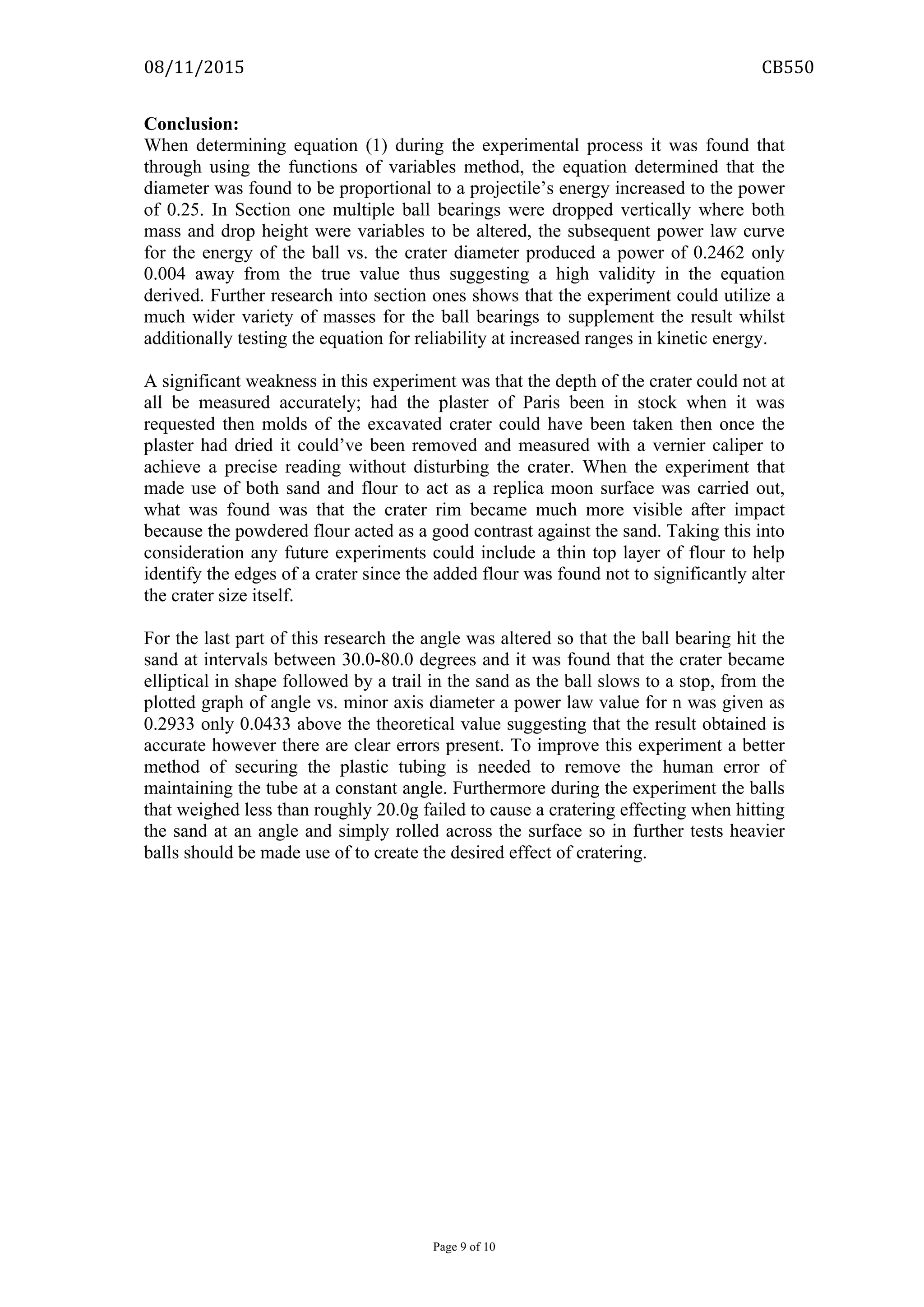 Formation of Impact Craters in Sand | PDF