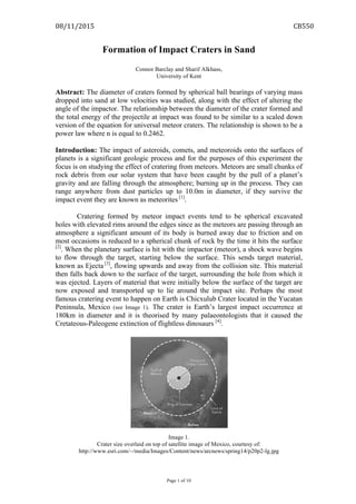Formation of Impact Craters in Sand | PDF