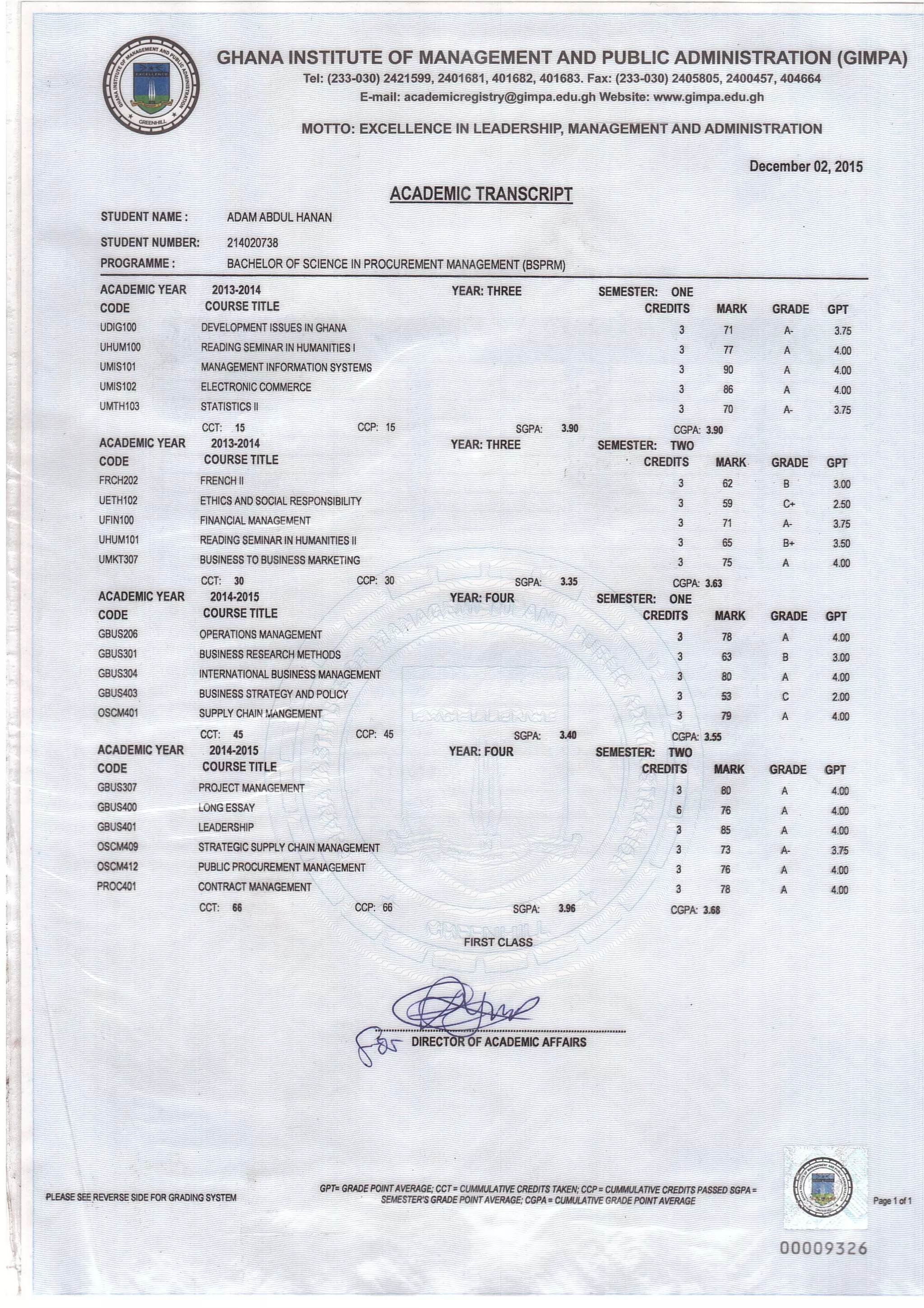 MY TRANSCRIPT | PDF