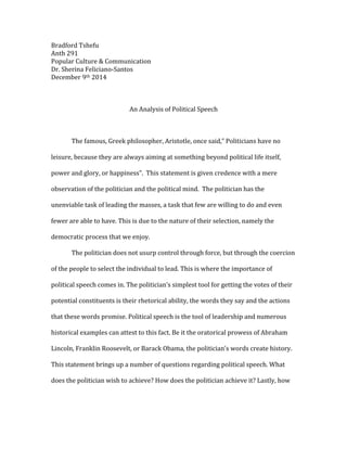 An Analysis of Political Speech | PDF