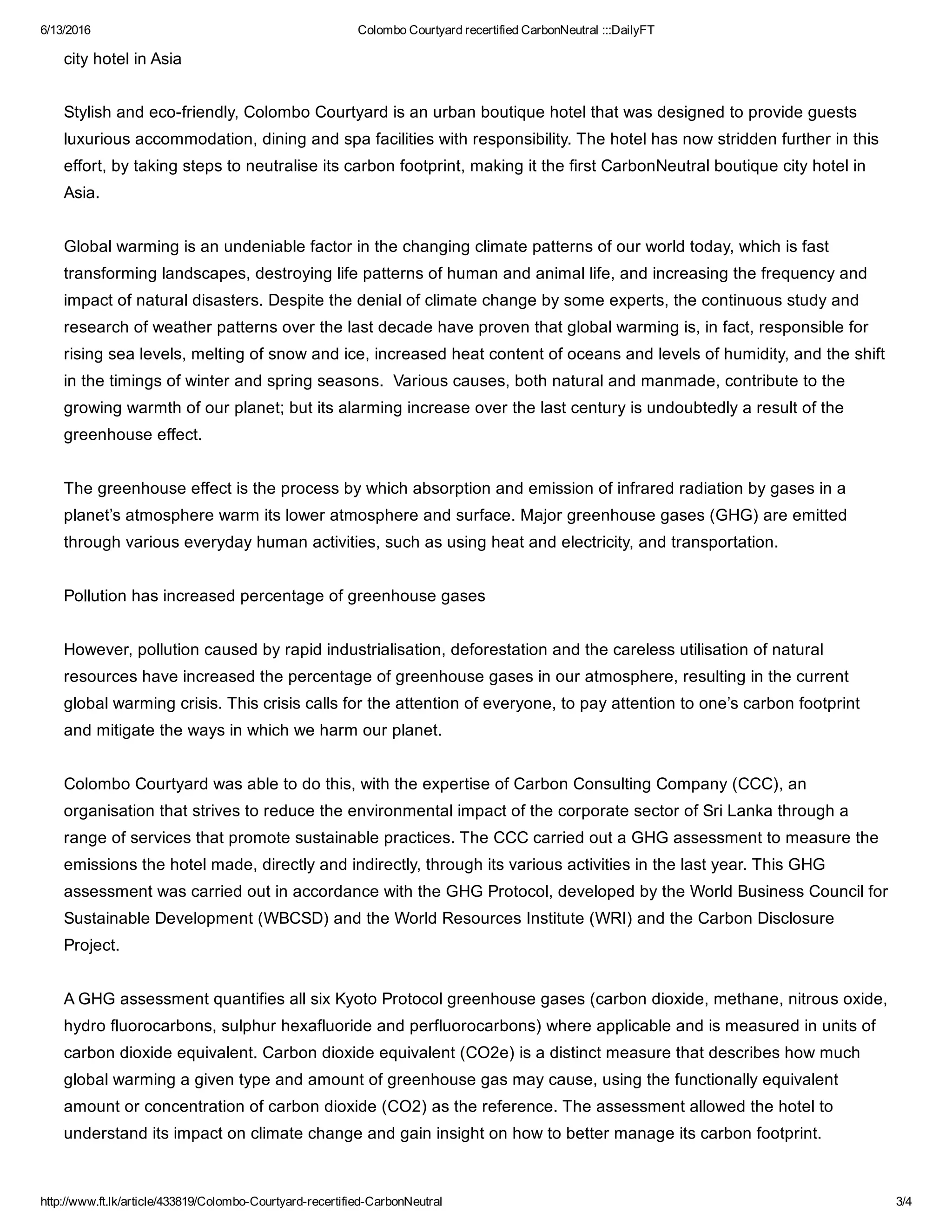 Colombo Courtyard recertified CarbonNeutral ___DailyFT - Be Empowered | PDF | Indoor ...