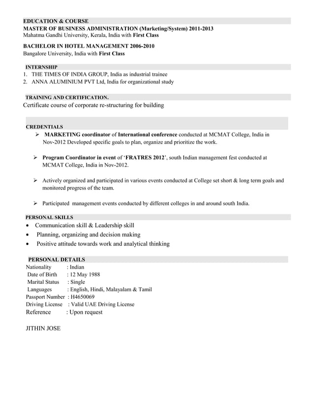 JITHIN JOSE resume final | DOC