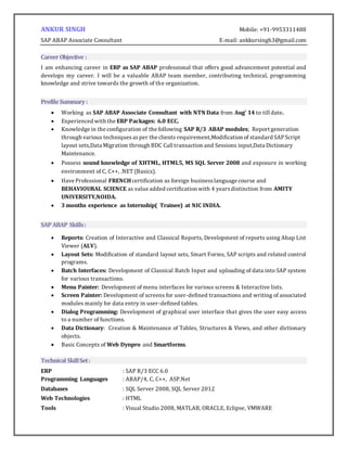 Ankur Singh CV | DOCX