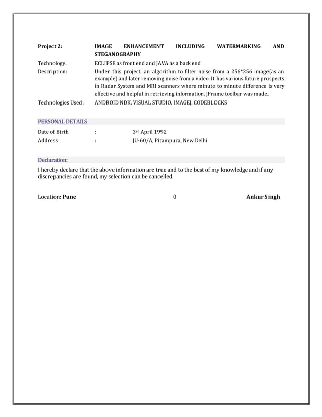 Ankur Singh CV | PDF