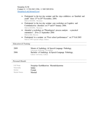Sreepriya_Biodata | PDF