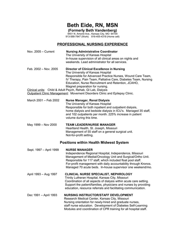 CV Beth Eide, RN, MSN | DOC