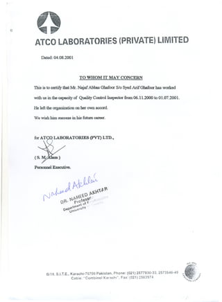 ATCO LABORATORIES CERTIFICATE | PDF