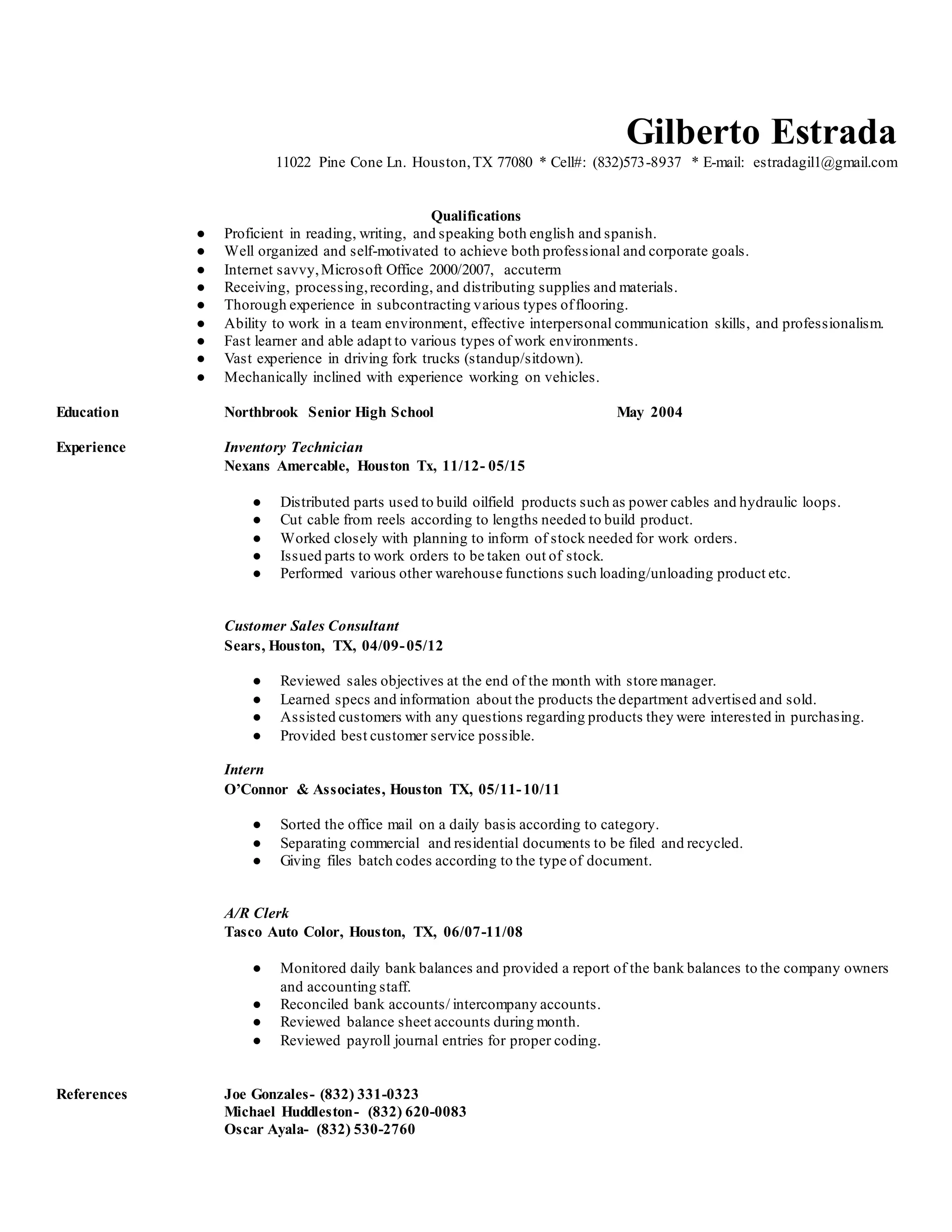 GilbertE.Resume. | DOCX