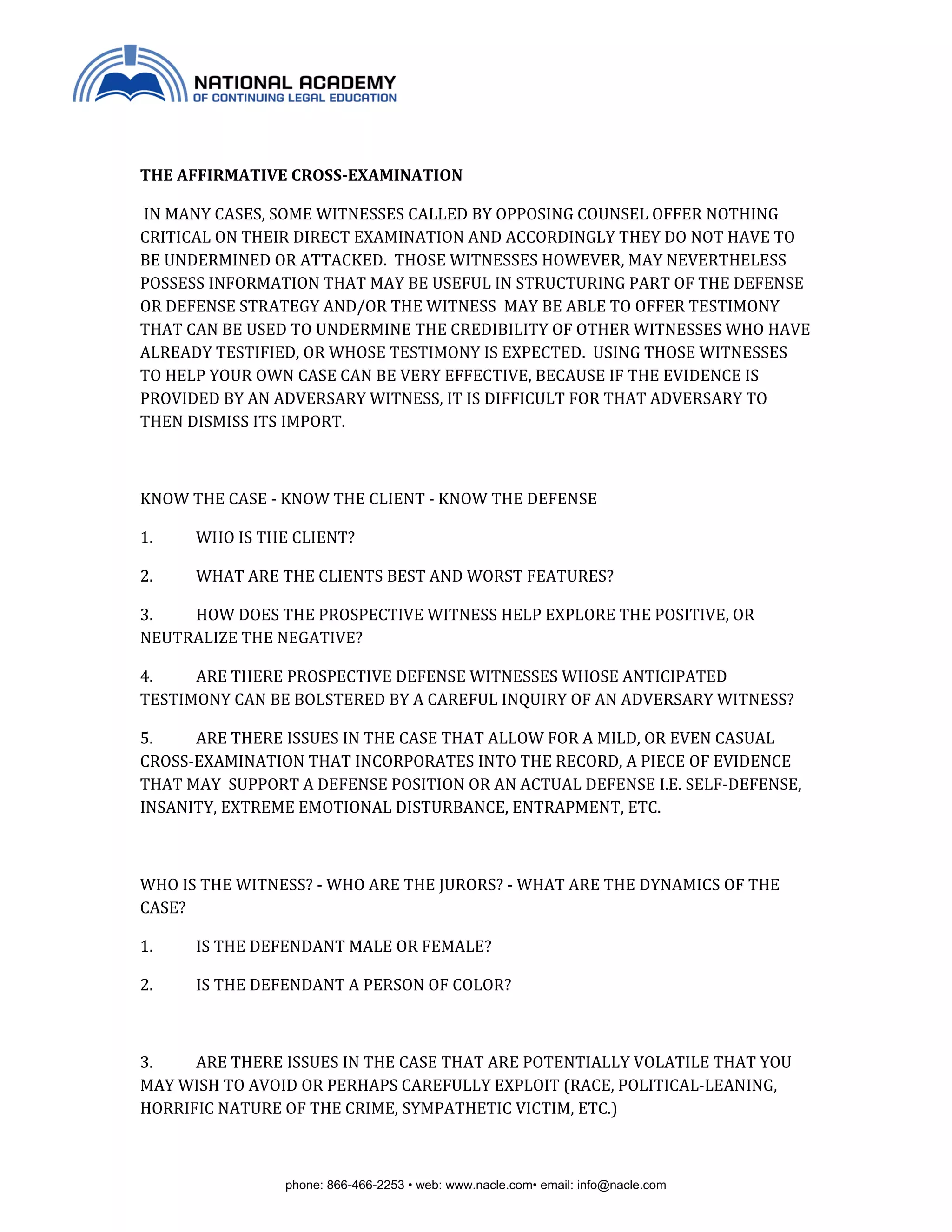 CLE The Cross Examination of a Hostile Witness SKL550 | PDF