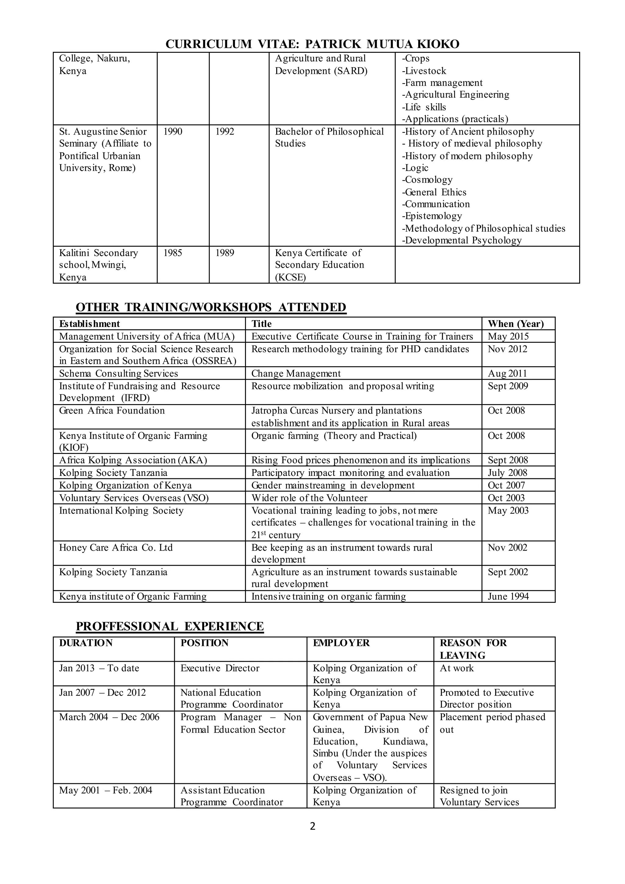 CURRENT CV PM KIOKO | PDF