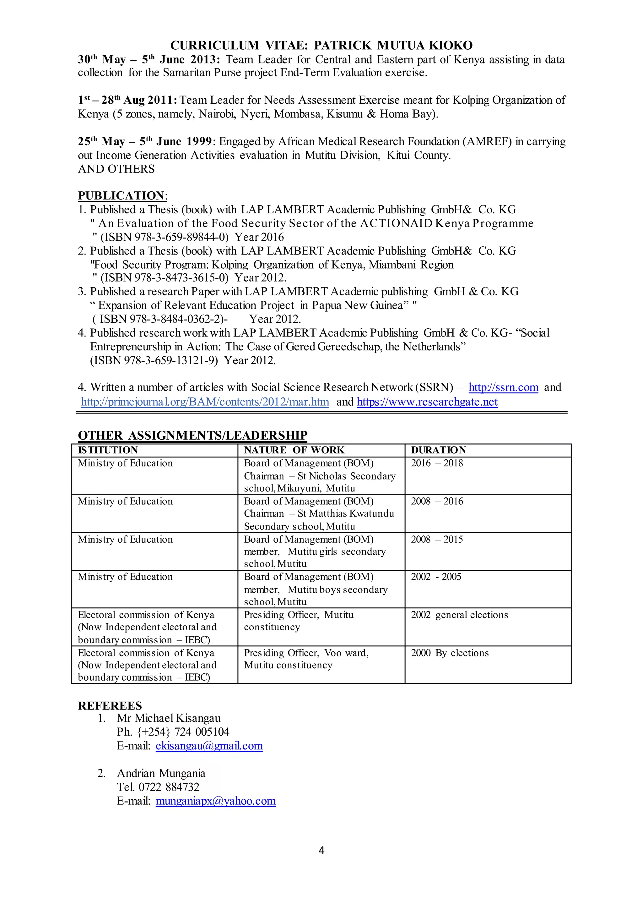 CURRENT CV PM KIOKO | PDF