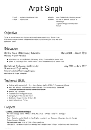 CV(Arpit_Singh) | PDF