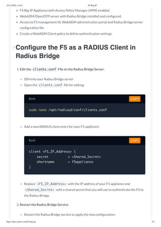Tutorial on f5 Big-IP integration with RCDevs OpenOTP | PDF