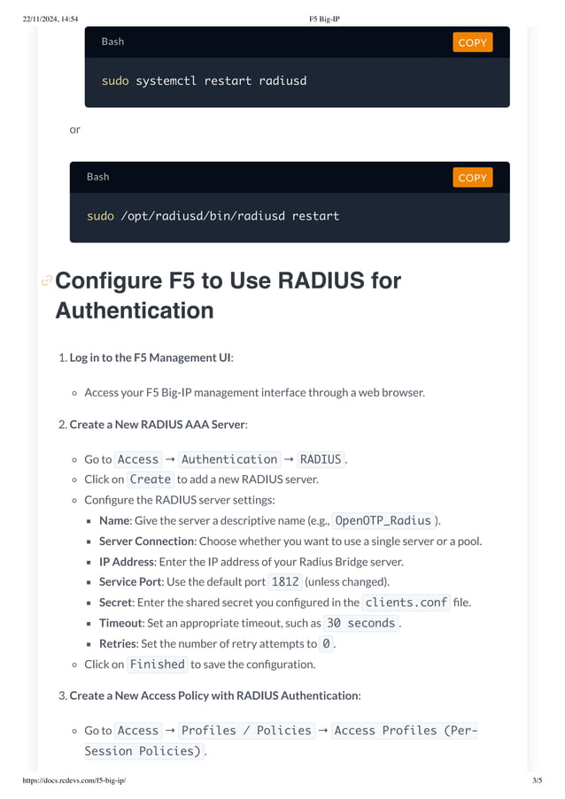 Tutorial on f5 Big-IP integration with RCDevs OpenOTP | PDF | Free Download