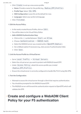 Tutorial on f5 Big-IP integration with RCDevs OpenOTP | PDF