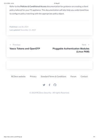 Tutorial on f5 Big-IP integration with RCDevs OpenOTP | PDF