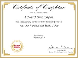 Certificate for Vascular intro study | PPT