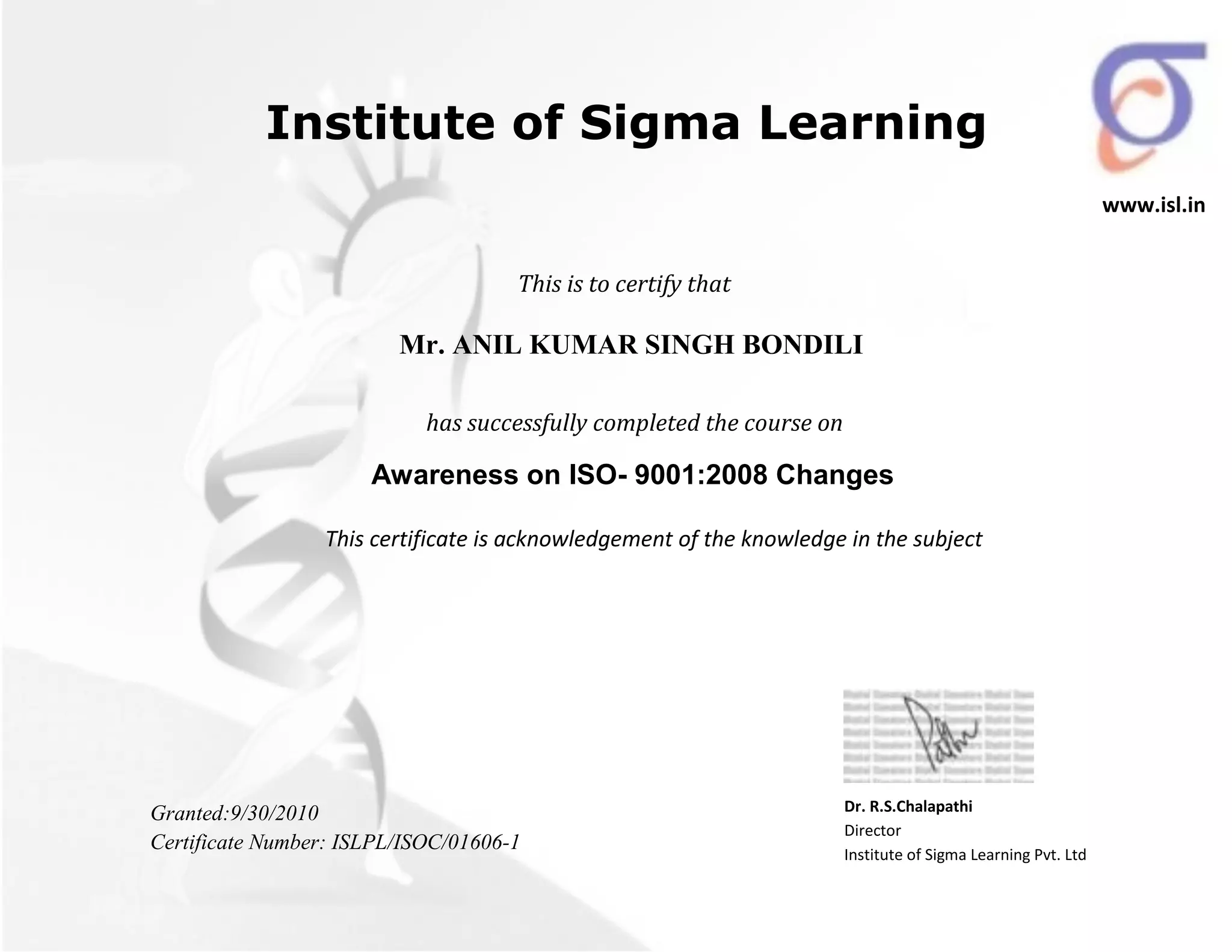 ISO Certificate-Anil Kumar | PDF