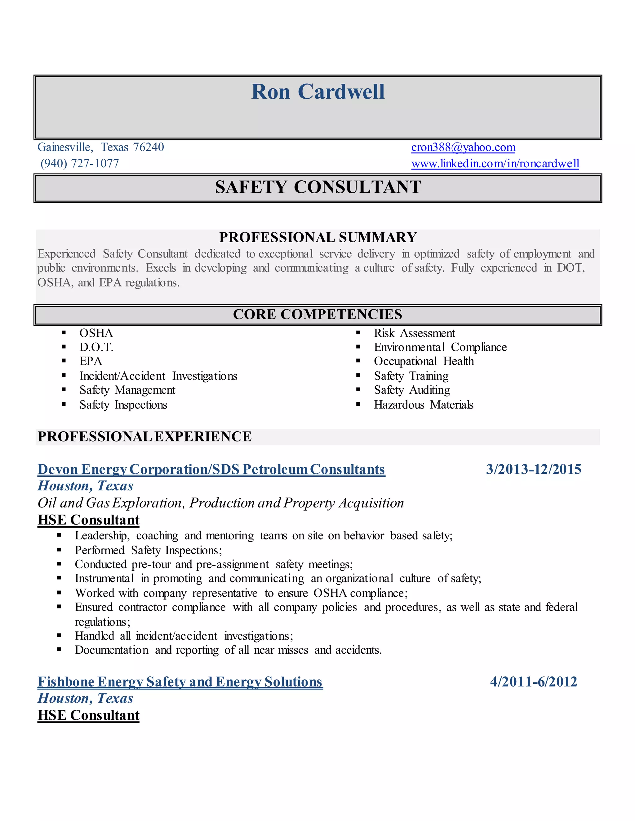 Ron Cardwell Resume 2015 | DOCX