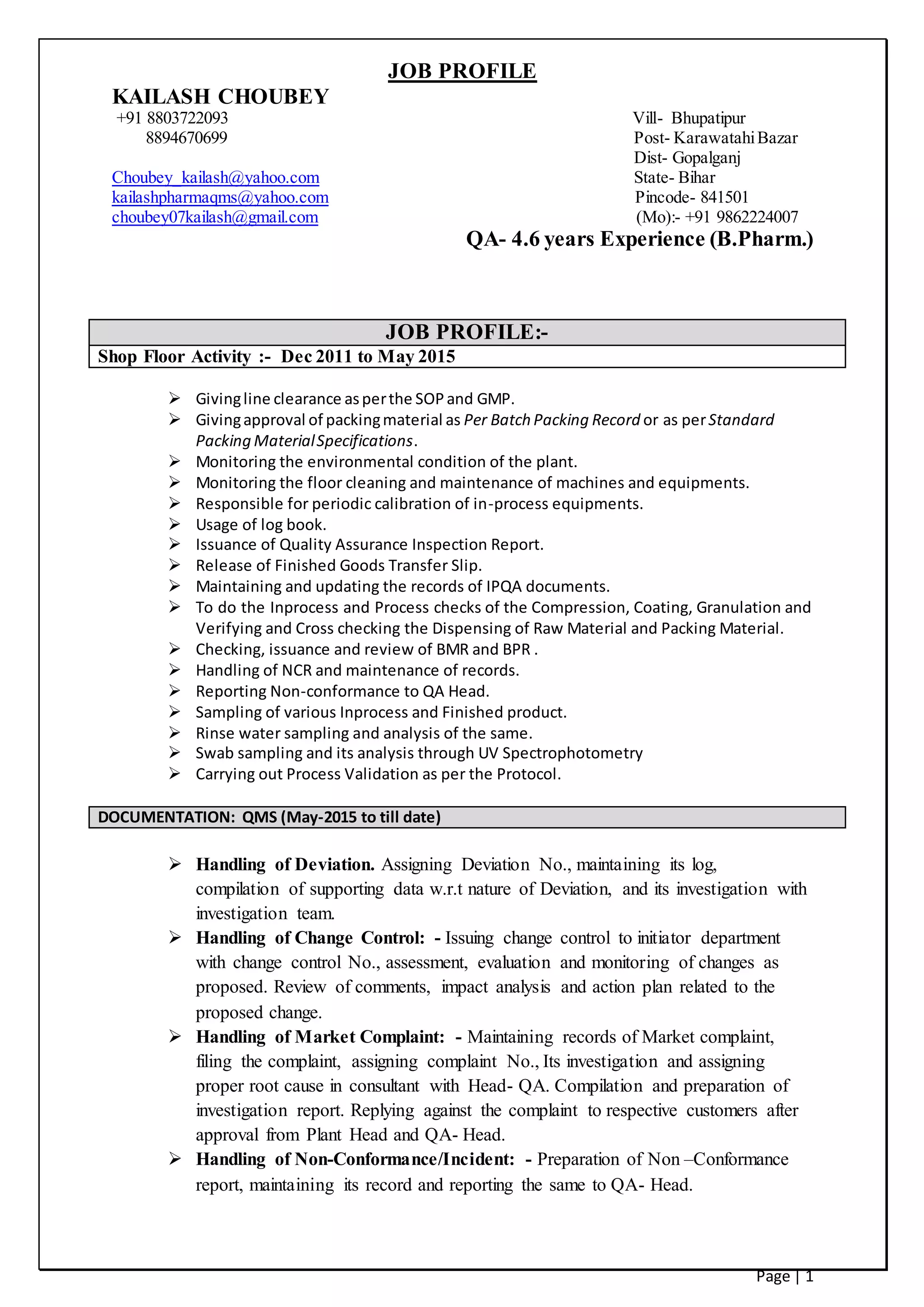 JOB PROFILE | DOCX | Business | Business and Finance