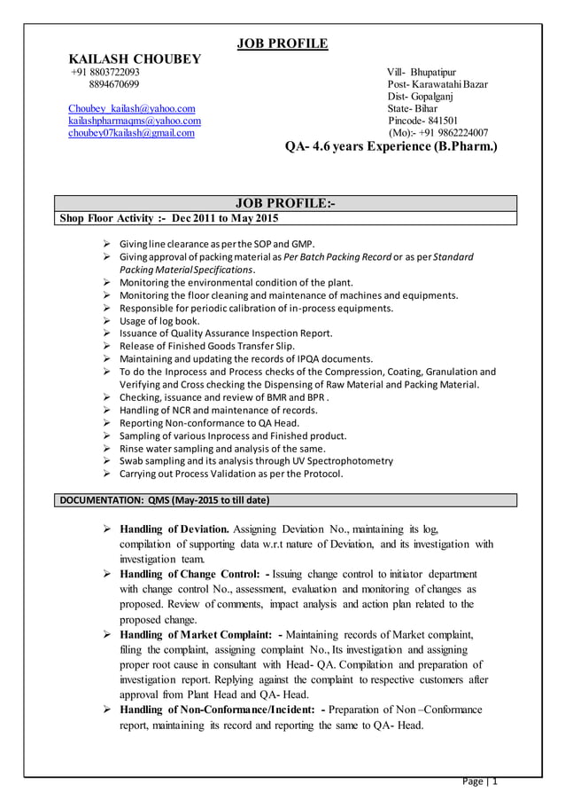 JOB PROFILE | DOCX | Business | Business and Finance