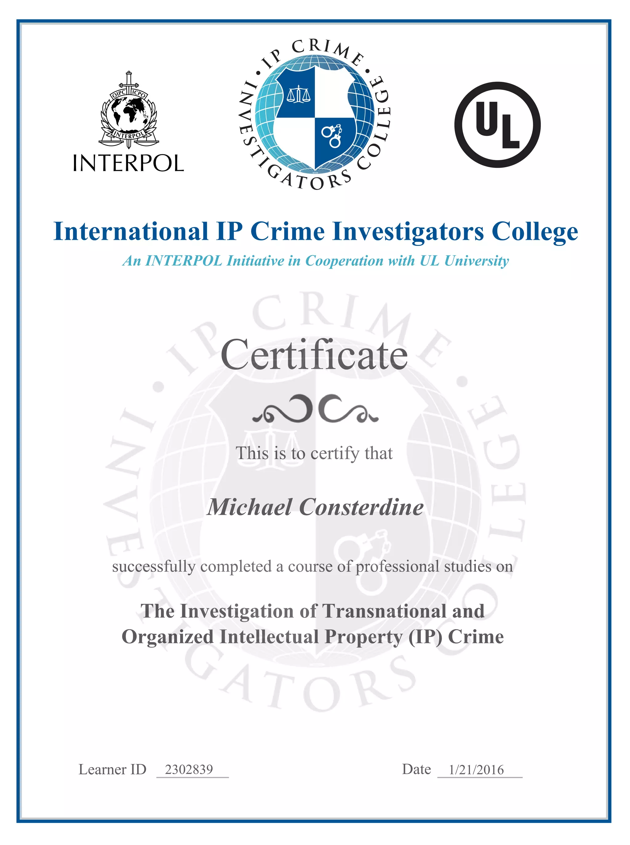 IIPCIC Interpol Certificate | PDF