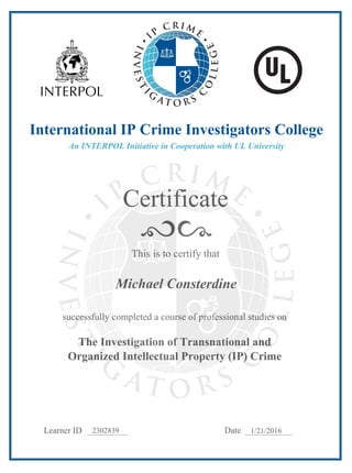 IIPCIC Interpol Certificate | PDF