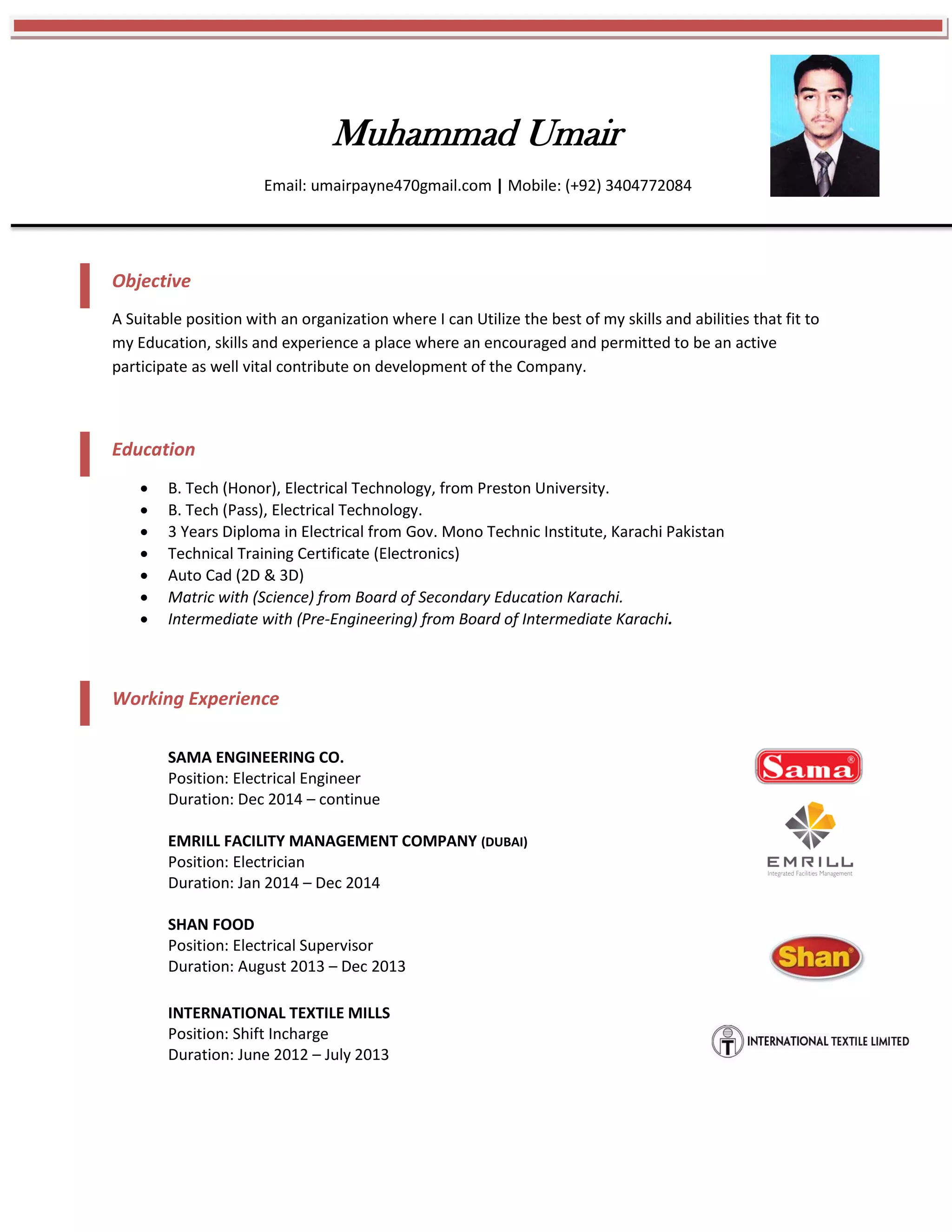 Muhammad Umair resume final | PDF | Professional School | Postgraduate Education