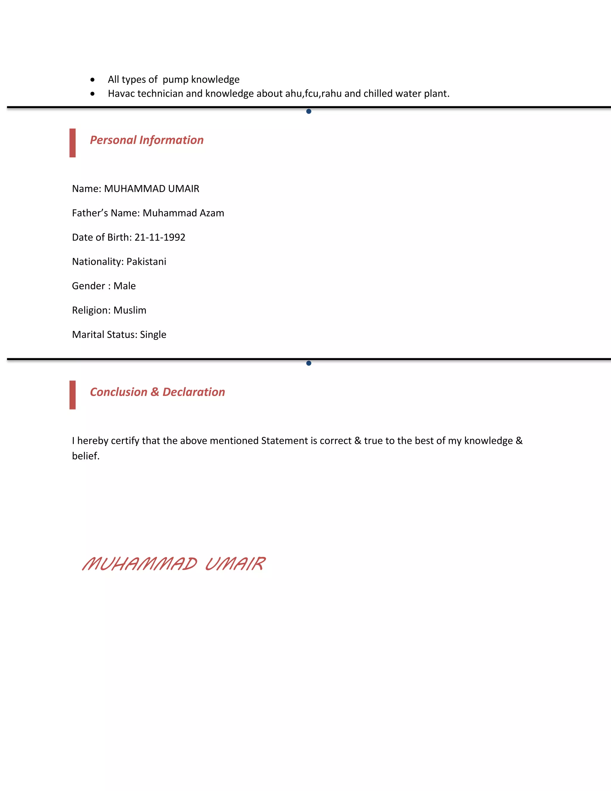 Muhammad Umair resume final | PDF | Professional School | Postgraduate Education