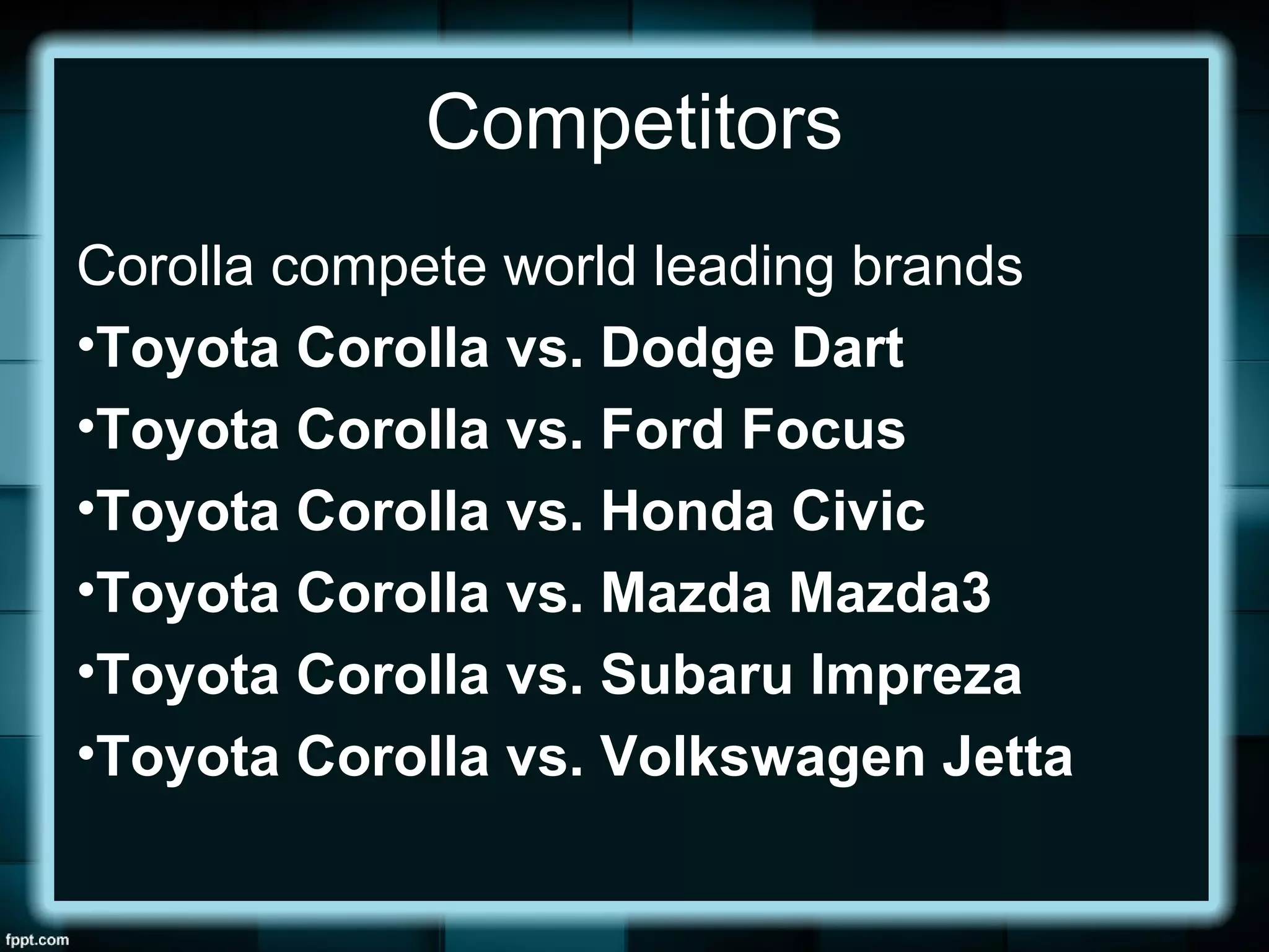 MARKET SEGMENTATION OF TOYOTA COROLLA | PPT