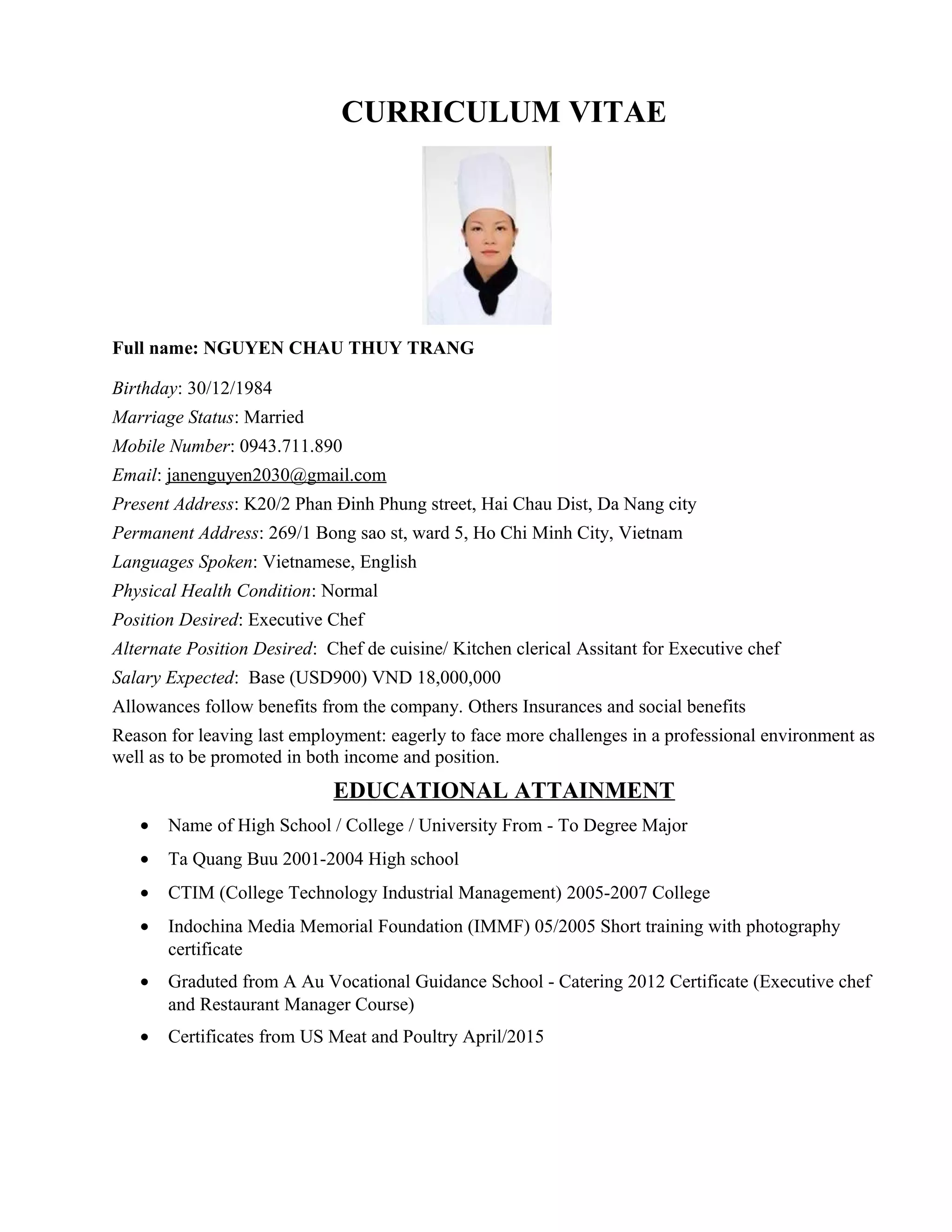 Jane Nguyen CV 2016 | DOC
