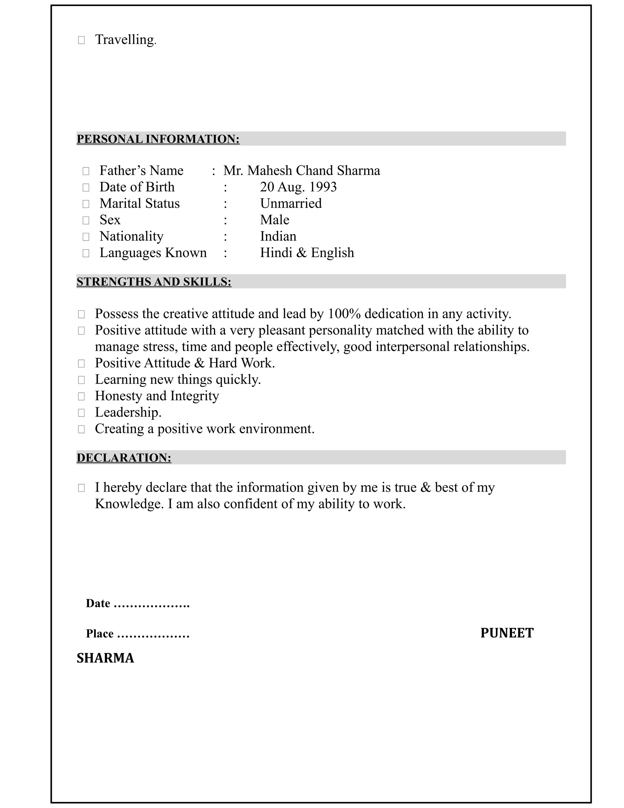 PUNEET (CV) | RTF | Careers