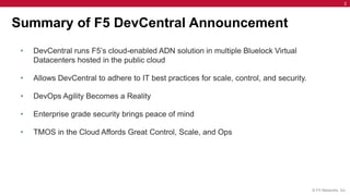 F5 DevCentral to the Cloud | PPTX