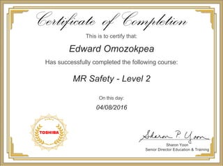 Certificate for mri safety 2 | PDF