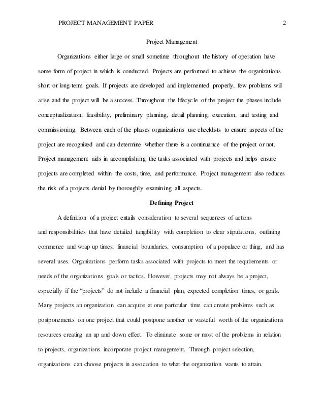 Project Management Paper Project Management Paper