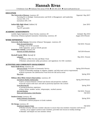 Rivas Resume-Fall 2014 | DOCX | Education